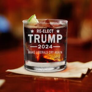 shop4ever Re-Elect Trump 2024 Make Liberals Cry Again Engraved Whiskey Glass