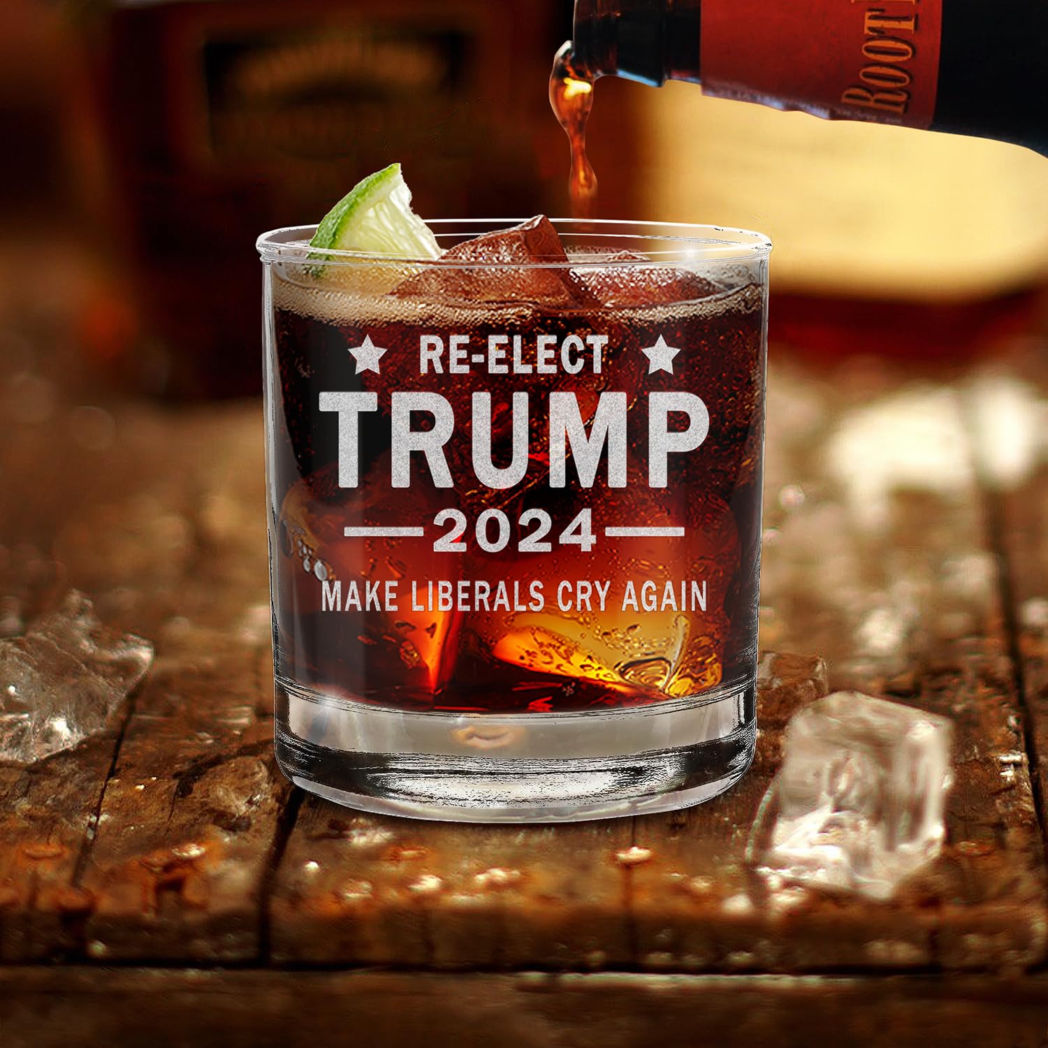 shop4ever Re-Elect Trump 2024 Make Liberals Cry Again Engraved Whiskey Glass