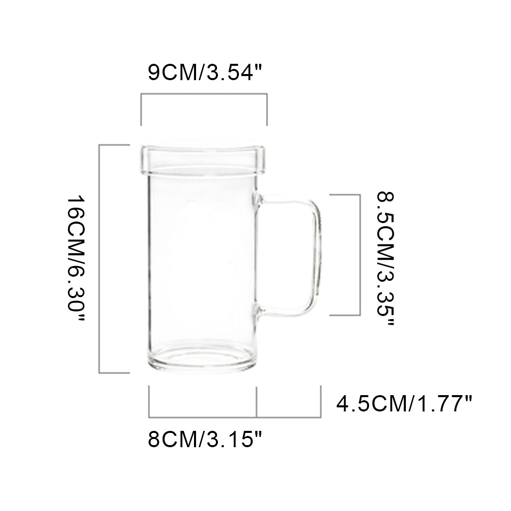 Ochine Glass Jar Mugs Drinking Glasses with Lids and Handle 24 oz Clear Water Glasses Cups Reusable Clear Coffee Bottles Set for Cold Beverages, Decoration, Storage, Party Favors, Cocktails 1 Pack