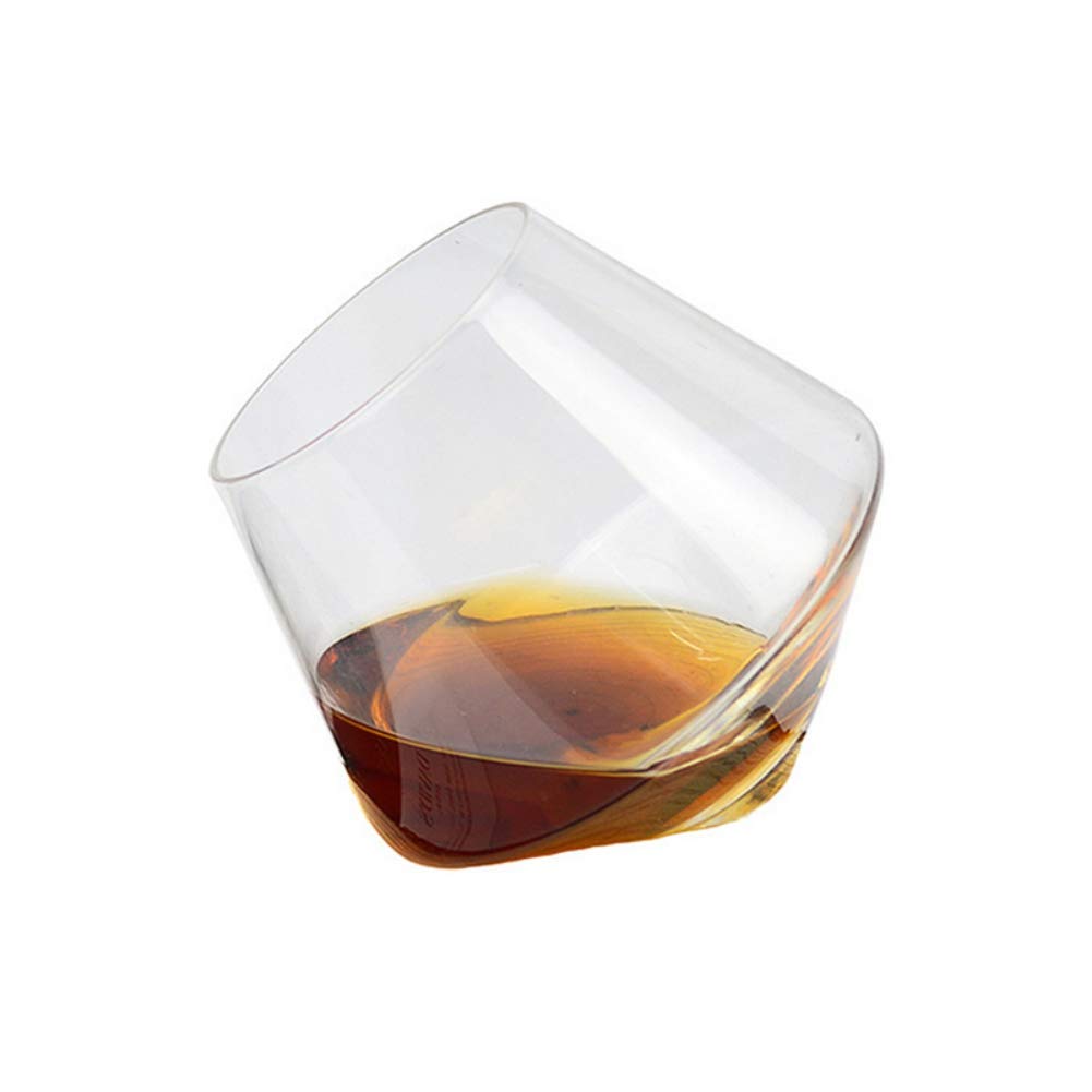 URMAGIC Rolling Whiskey Glasses, Hand-Blown Stemless Whiskey Glasses with Semi-spherical Base,8.5Oz Clear Cocktail Glasses,Whiskey Tumblers,Tumbler Down Bar Glasses,Gifts for Men