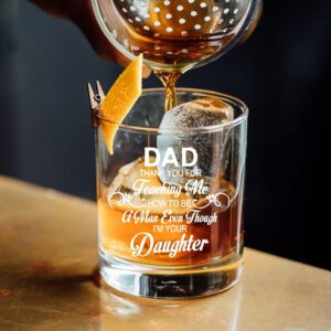 Perfectinsoy Dad Thank You For Teaching Me How To Be A Man Even Though I'M Your Daughter Whiskey Glass, Funny dad gifts from kids, Birthday Gifts for Dad, Gift For Dad From Daughter