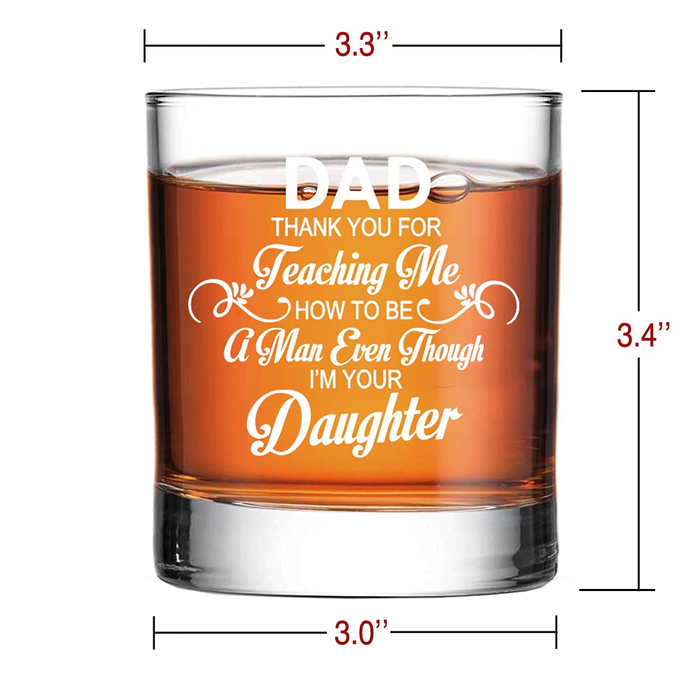 Perfectinsoy Dad Thank You For Teaching Me How To Be A Man Even Though I'M Your Daughter Whiskey Glass, Funny dad gifts from kids, Birthday Gifts for Dad, Gift For Dad From Daughter