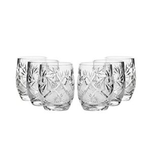 set of 6, 1.5-oz hand made vintage russian crystal shot glasses, vodka liquor old-fashioned glassware