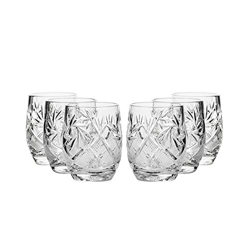 Set of 6, 1.5-Oz Hand Made Vintage Russian Crystal Shot Glasses, Vodka Liquor Old-fashioned Glassware