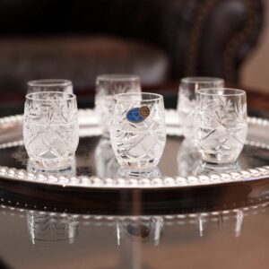 Set of 6, 1.5-Oz Hand Made Vintage Russian Crystal Shot Glasses, Vodka Liquor Old-fashioned Glassware