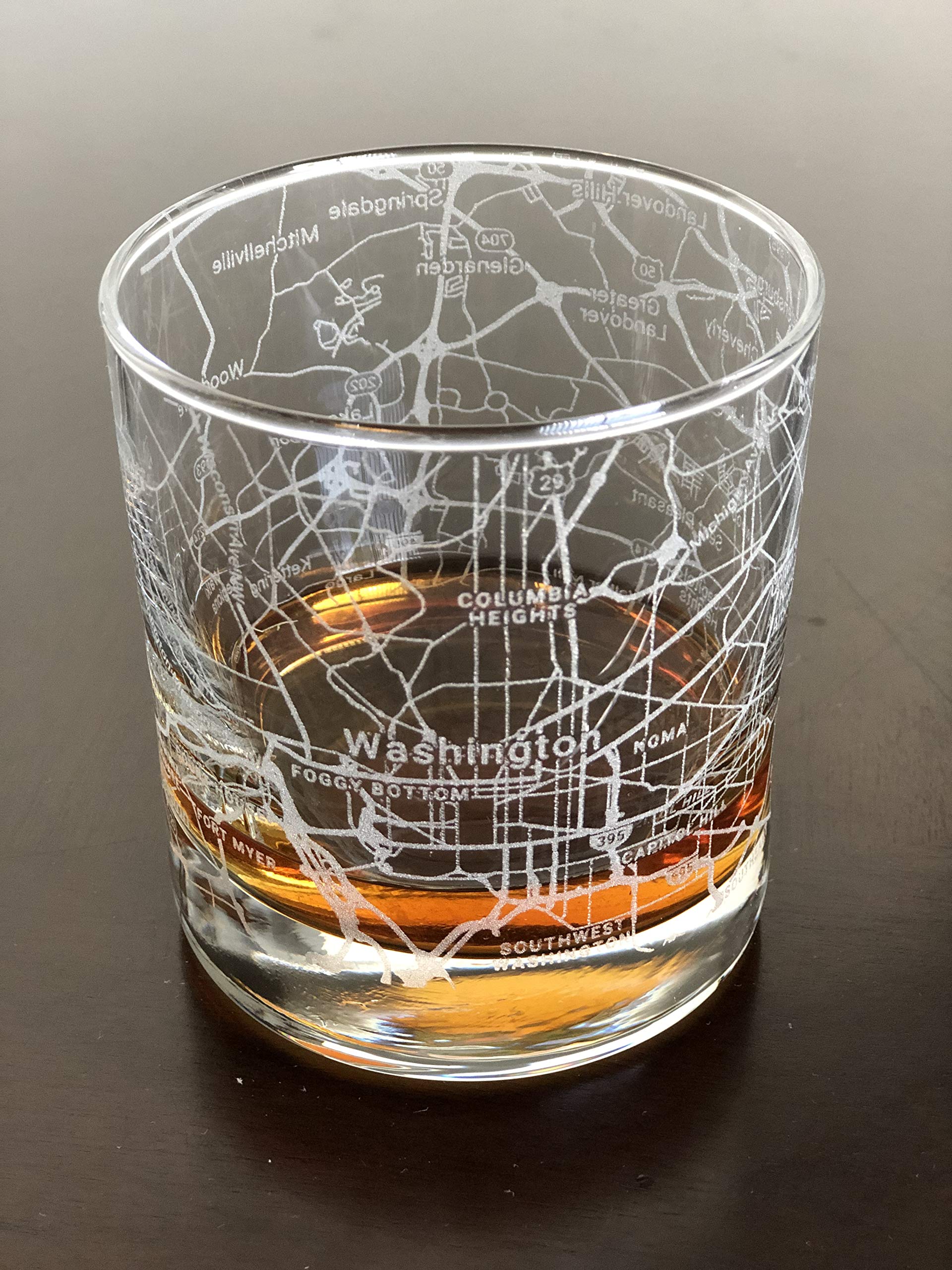 Rocks Whiskey Old Fashioned 11oz Glass Urban City Map Washington DC