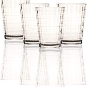 Circleware Matrix Juice Drinking Glasses, 4 piece Set, Heavy Base Tumbler Beverage Ice Tea Cups, Home & Kitchen Entertainment Glassware for Water, Milk, Beer, Whiskey Bar Decor, 7 oz, Clear