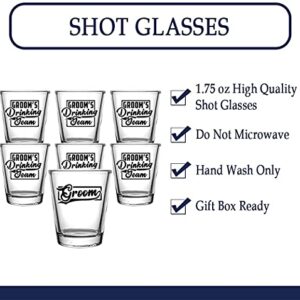 Veracco Groom and Groom's Drinking Team Bachelor Party Wedding Favors Gift For Groom Groomsmans Proposal Shot Glasses (Clear, 7)