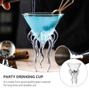 DOITOOL Octopus Cocktail Glass, 2Pcs Martini Glass Creative Cocktail Drinkware Bar Goblet Tools for Home Party Banquet Wedding ( Transparent )