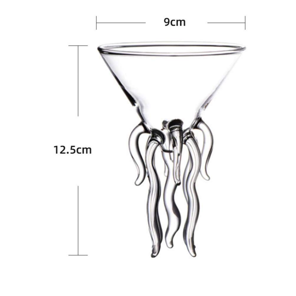 DOITOOL Octopus Cocktail Glass, 2Pcs Martini Glass Creative Cocktail Drinkware Bar Goblet Tools for Home Party Banquet Wedding ( Transparent )