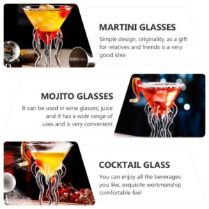 DOITOOL Octopus Cocktail Glass, 2Pcs Martini Glass Creative Cocktail Drinkware Bar Goblet Tools for Home Party Banquet Wedding ( Transparent )