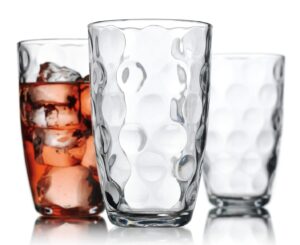 glaver's drinking glasses beer pint 16 oz. glass cups set of 10, tumbler berverage set. collins glasses for water, juice, and coctails. barware and everyday home use. dishwasher safe.