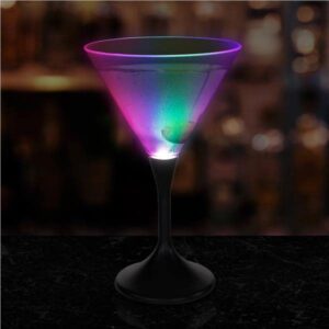 GlowUp LED Light Up Martini Glass Black Stem - 7oz