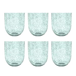 tarhong bubble double old fashion glass mint, 15.5 oz, premium plastic, set of 6