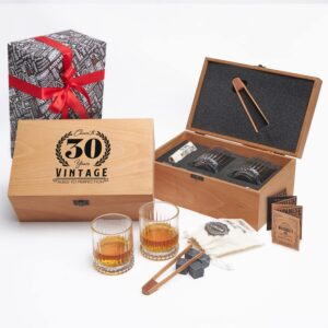 hediye sepeti whiskey glasses and stones gift set, handmade wooden box 2 whisky glasses whiskey stones bourbon gifts for whiskey lovers, whiskey accessories gift set, 2 glasses (30th)