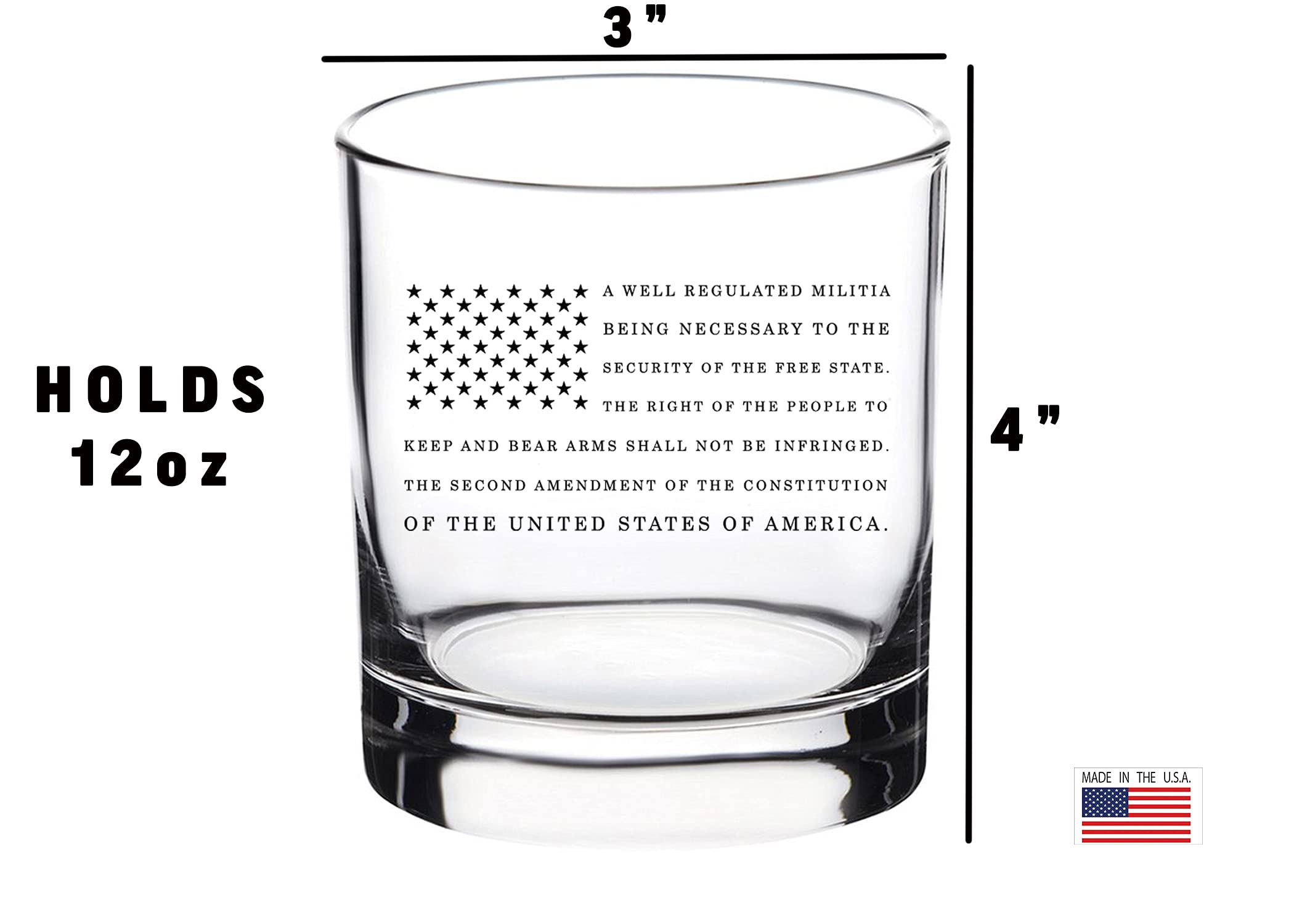 Rogue River Tactical Patriotic USA Flag Old Fashioned Whiskey Glass Gift For Patriotic American or Hunter