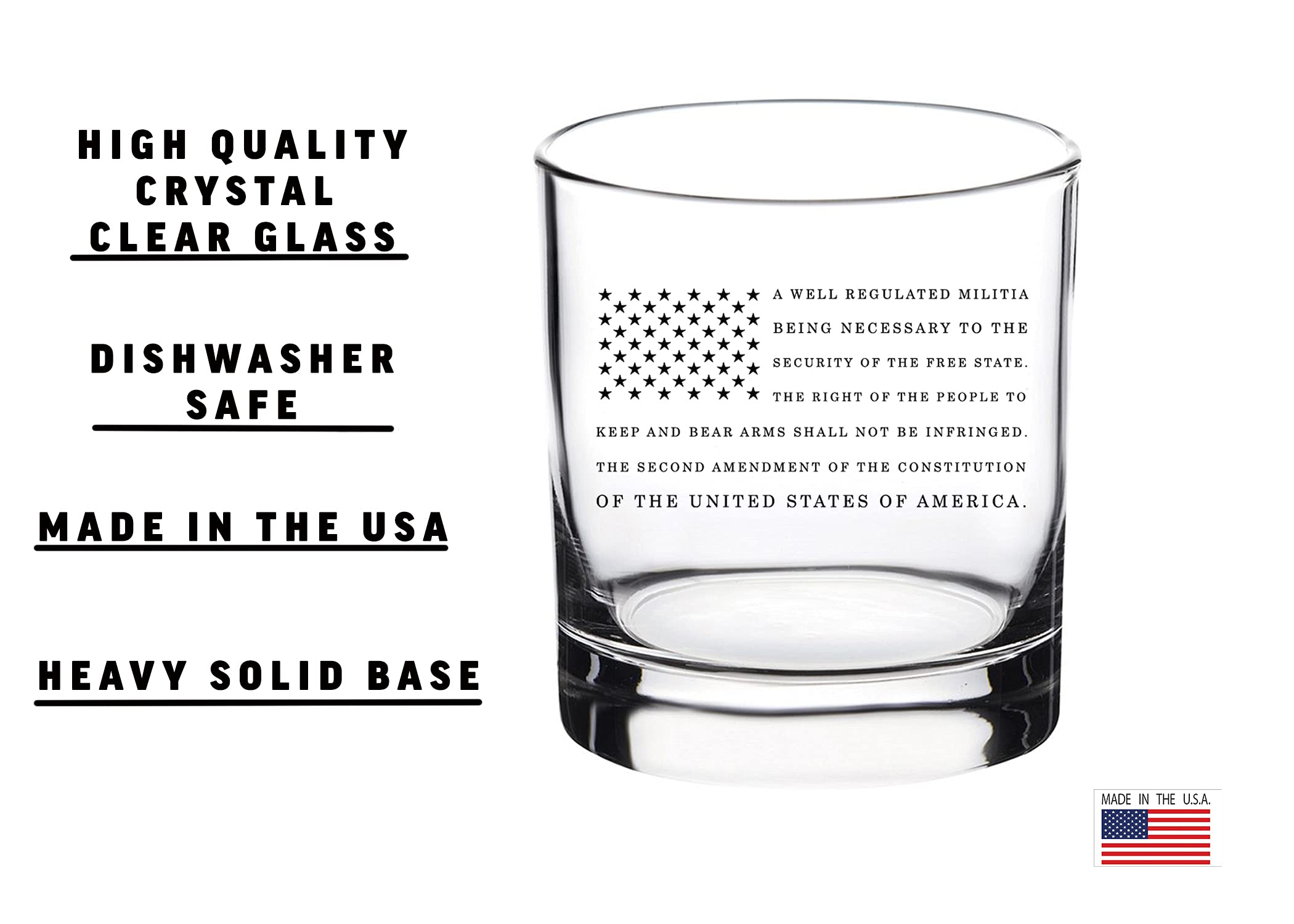 Rogue River Tactical Patriotic USA Flag Old Fashioned Whiskey Glass Gift For Patriotic American or Hunter