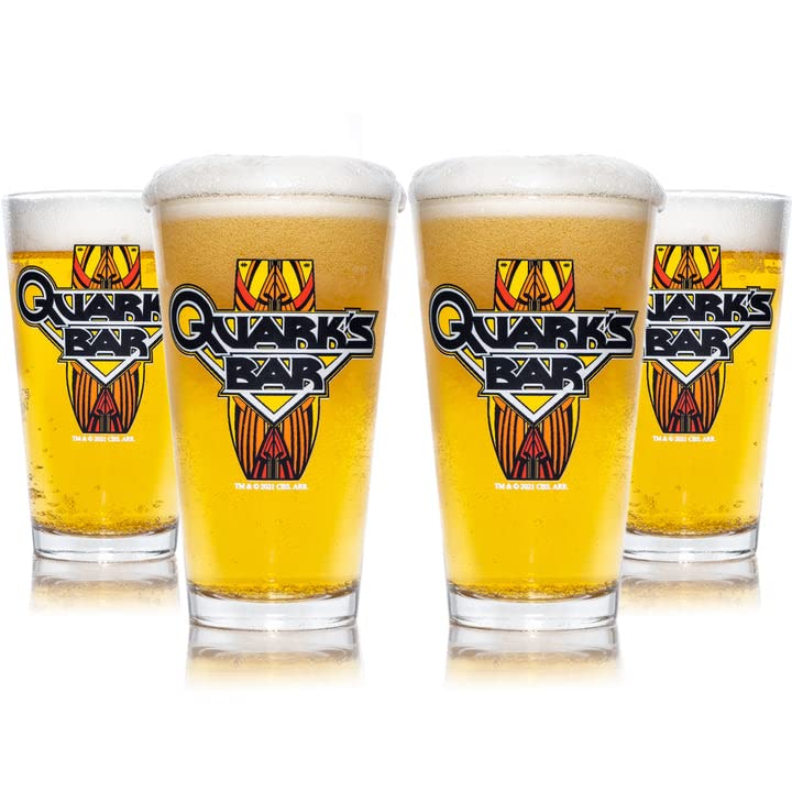 STAR TREK Quark's Bar Printed Pint Glass - Officially Licensed, Premium Quality, Handcrafted Glassware, 16 oz. Set of 4 Beer Glass - A Collectible Gift for Series Lovers, Birthdays & Special Occasions