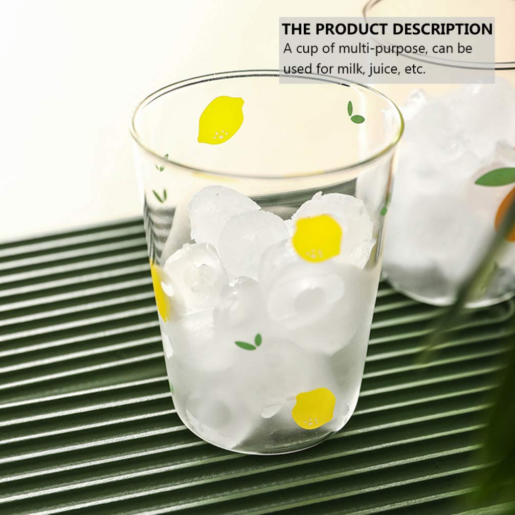 DOITOOL 4pcs Clear Beverage Glasses Drinking Glasses Set Fruit Pattern Juice Glasses Vintage Juice Glasses for Drinks Water Juice Beer Cocktail Home Bar Use Random Style