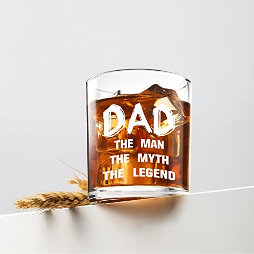 DAZLUTE Father’s Day Gifts for Dad, Dad The Man The Myth Whiskey Glass, Birthday Christmas Gifts for Dad Papa Daddy Him, Father Gifts, Dad Gifts from Daughter Son, 10Oz Old Fashioned Glass