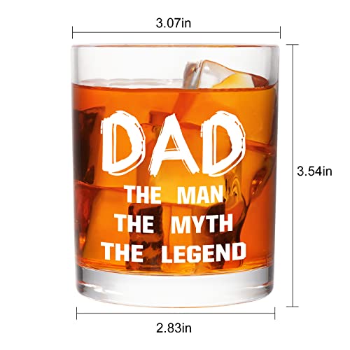 DAZLUTE Father’s Day Gifts for Dad, Dad The Man The Myth Whiskey Glass, Birthday Christmas Gifts for Dad Papa Daddy Him, Father Gifts, Dad Gifts from Daughter Son, 10Oz Old Fashioned Glass