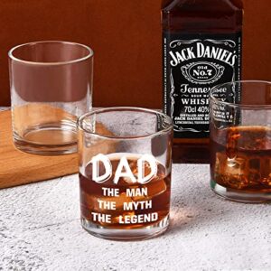 DAZLUTE Father’s Day Gifts for Dad, Dad The Man The Myth Whiskey Glass, Birthday Christmas Gifts for Dad Papa Daddy Him, Father Gifts, Dad Gifts from Daughter Son, 10Oz Old Fashioned Glass