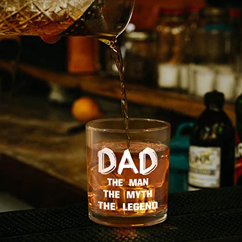 DAZLUTE Father’s Day Gifts for Dad, Dad The Man The Myth Whiskey Glass, Birthday Christmas Gifts for Dad Papa Daddy Him, Father Gifts, Dad Gifts from Daughter Son, 10Oz Old Fashioned Glass