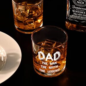 DAZLUTE Father’s Day Gifts for Dad, Dad The Man The Myth Whiskey Glass, Birthday Christmas Gifts for Dad Papa Daddy Him, Father Gifts, Dad Gifts from Daughter Son, 10Oz Old Fashioned Glass