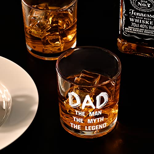 DAZLUTE Father’s Day Gifts for Dad, Dad The Man The Myth Whiskey Glass, Birthday Christmas Gifts for Dad Papa Daddy Him, Father Gifts, Dad Gifts from Daughter Son, 10Oz Old Fashioned Glass