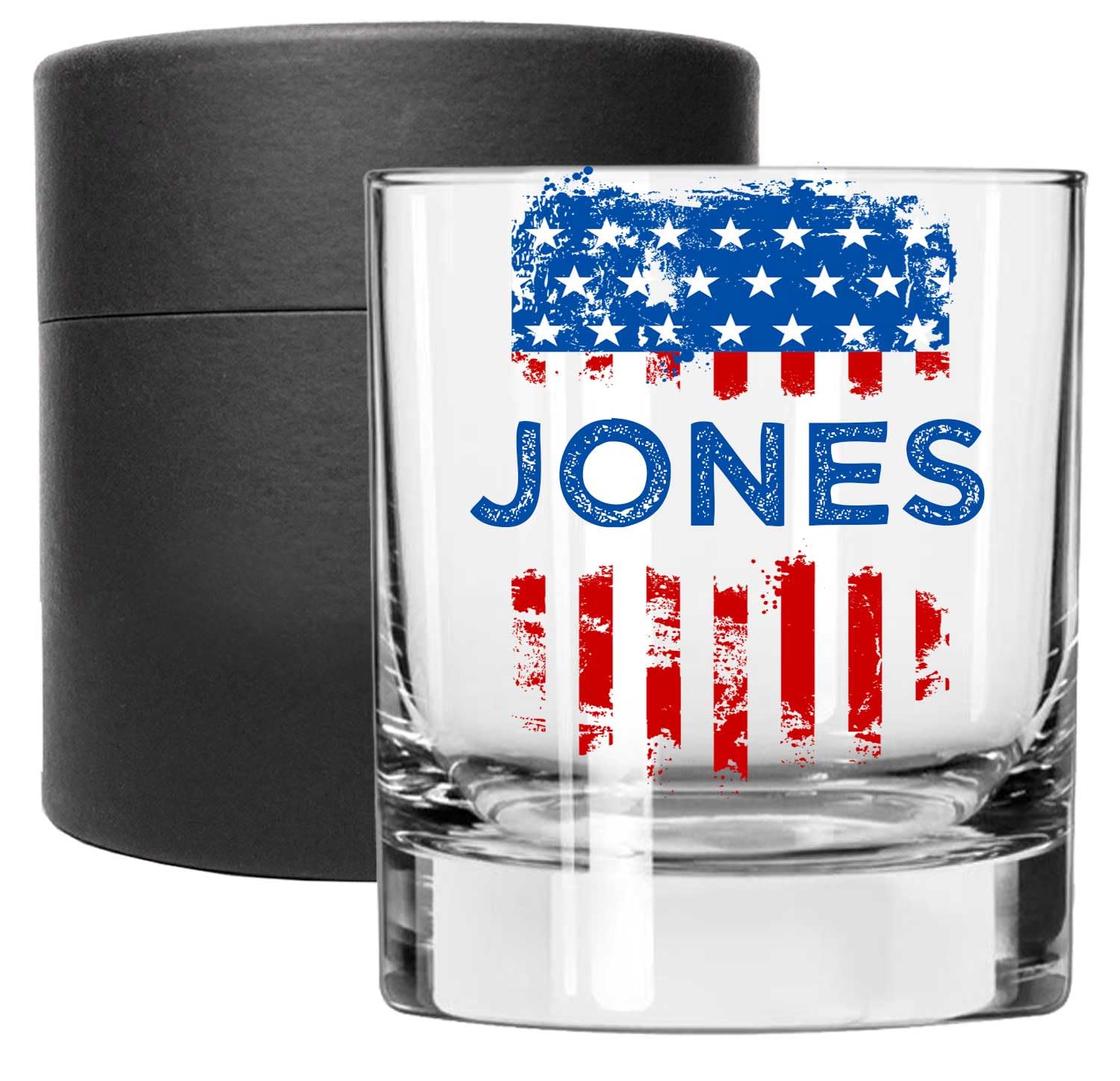 Personalized Printed 11oz Whiskey Glass - Custom Bourbon Christmas Gifts for Men, Dad Scotch Drinking Birthday Glasses, Groomsmen, Liquor Cocktail Rocks Old Fashioned, Patriotic US Flag