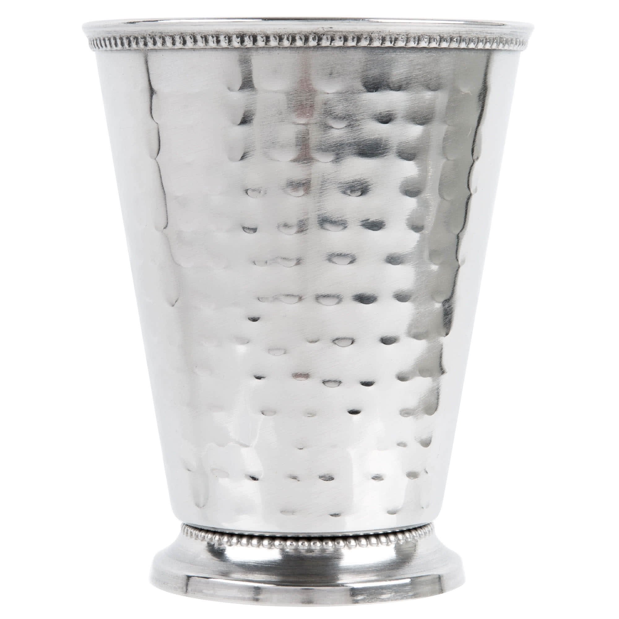 Core 16 oz. Stainless Steel Mint Julep Cup with Hammered Finish and Beaded Detailing - 12/Pack