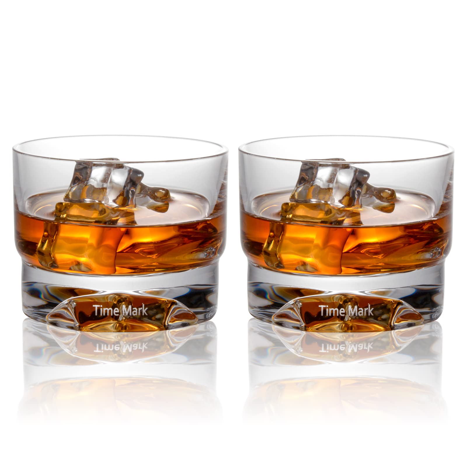 Whiskey Glasses-Drinking Glasses with Unique Cross-Shaped Bottom,Old Fashioned Rocks Glass Tumbler for Scotch, Cocktail,Home Bar Whiskey Gifts for Men,Whiskey Glass Set of 2