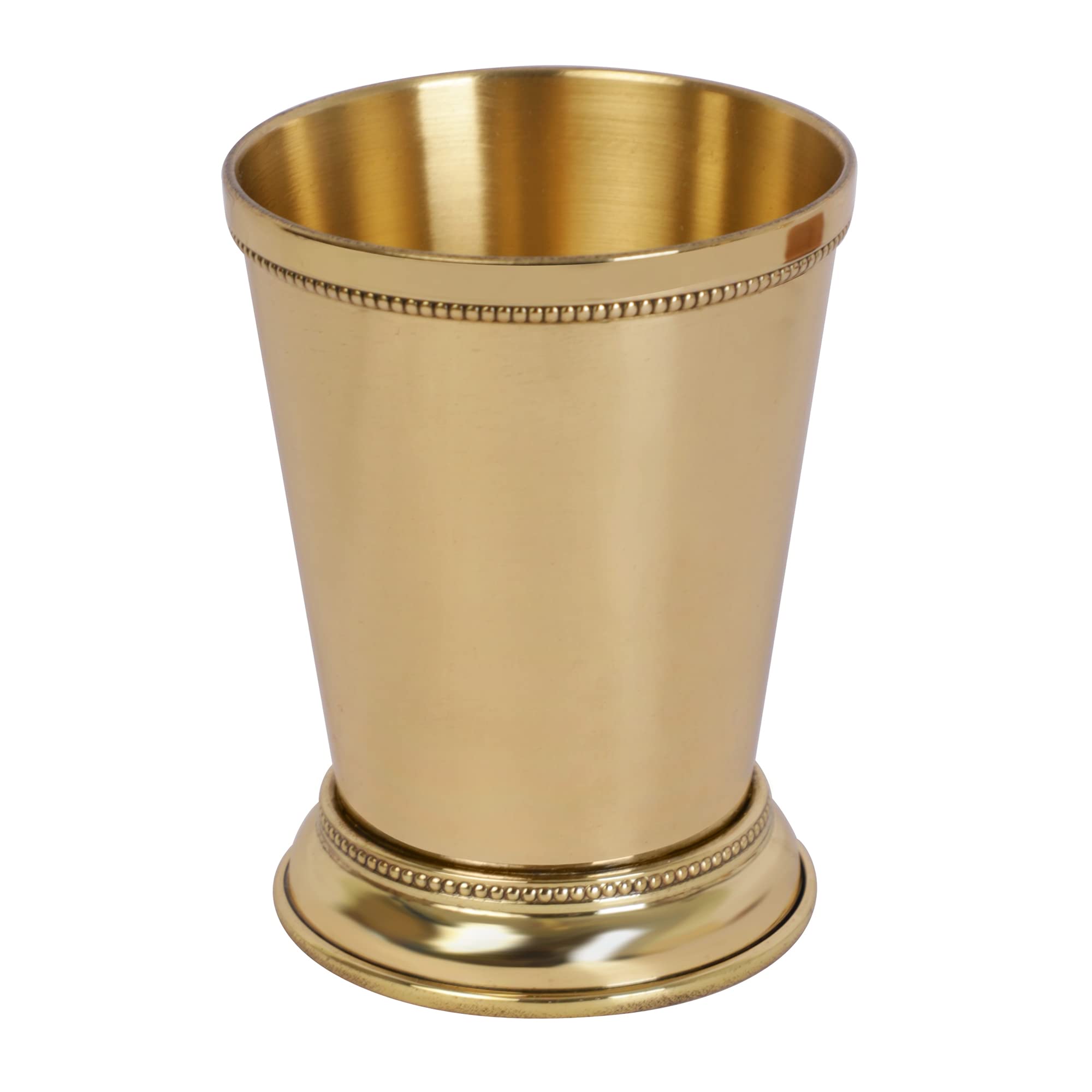 Wonderlist Handicrafts Designer Brass Mint Julep Cup Goblet Tumbler Capacity 12 Ounce Each Gold Julep Cup (Plain)