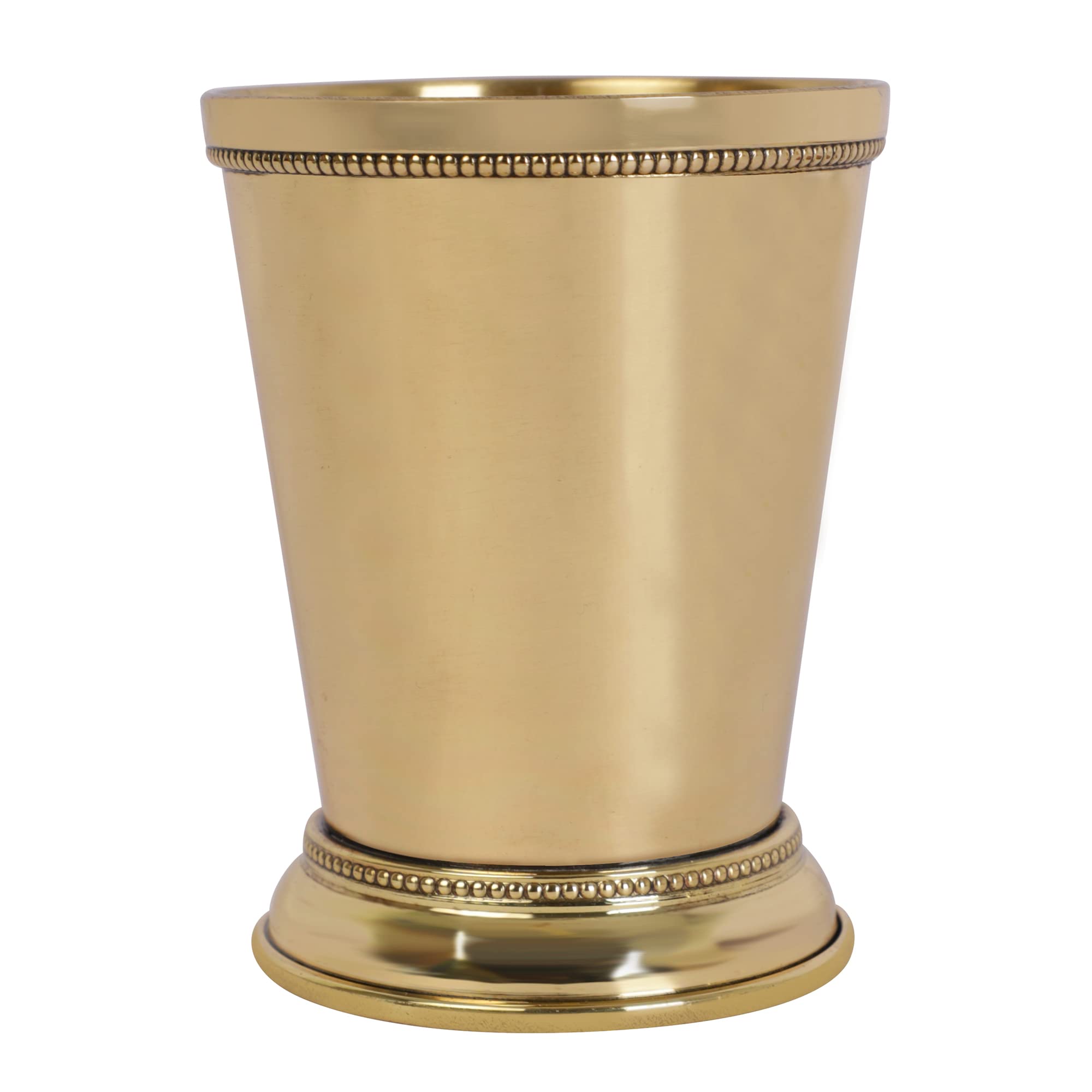 Wonderlist Handicrafts Designer Brass Mint Julep Cup Goblet Tumbler Capacity 12 Ounce Each Gold Julep Cup (Plain)