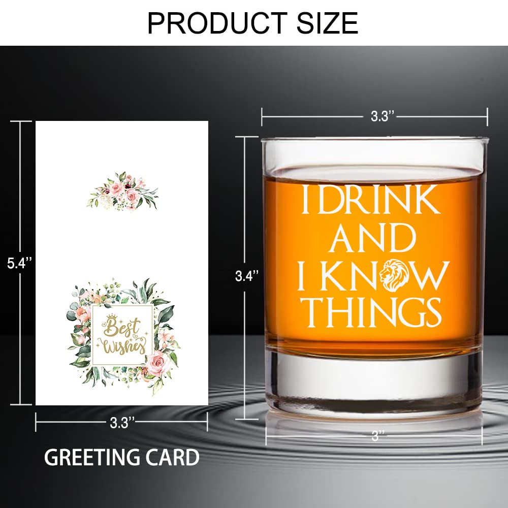 AGMdesign, Funny I Drink And I Know Things Whiskey Glasses, Game of Thrones Gifts, Funny Novelty Gift, Present for Dad, Men, Friends, Him