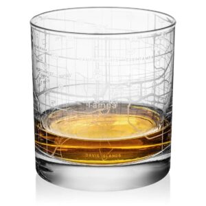 rocks whiskey old fashioned 11oz glass urban city map tampa florida