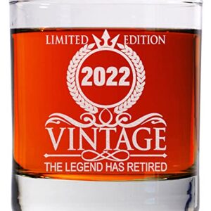 CARVELITA The Legend Has Retired 2022 Limited Editions 11oz Whiskey Glass - Funny Retirement Gifts For Men - Retired Gifts For Women - Happy Retirement Gifts - Retirement Party Decorations For Men