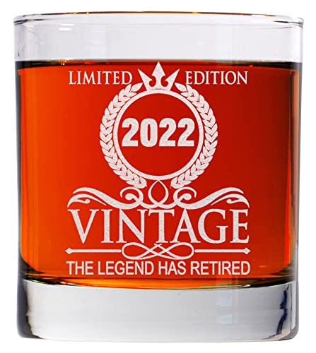 CARVELITA The Legend Has Retired 2022 Limited Editions 11oz Whiskey Glass - Funny Retirement Gifts For Men - Retired Gifts For Women - Happy Retirement Gifts - Retirement Party Decorations For Men