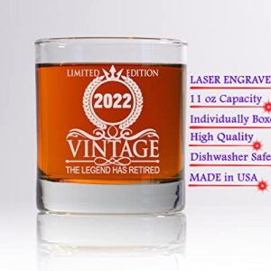 CARVELITA The Legend Has Retired 2022 Limited Editions 11oz Whiskey Glass - Funny Retirement Gifts For Men - Retired Gifts For Women - Happy Retirement Gifts - Retirement Party Decorations For Men