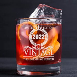 CARVELITA The Legend Has Retired 2022 Limited Editions 11oz Whiskey Glass - Funny Retirement Gifts For Men - Retired Gifts For Women - Happy Retirement Gifts - Retirement Party Decorations For Men