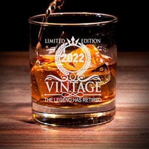 CARVELITA The Legend Has Retired 2022 Limited Editions 11oz Whiskey Glass - Funny Retirement Gifts For Men - Retired Gifts For Women - Happy Retirement Gifts - Retirement Party Decorations For Men