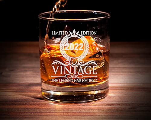 CARVELITA The Legend Has Retired 2022 Limited Editions 11oz Whiskey Glass - Funny Retirement Gifts For Men - Retired Gifts For Women - Happy Retirement Gifts - Retirement Party Decorations For Men