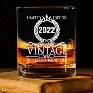 CARVELITA The Legend Has Retired 2022 Limited Editions 11oz Whiskey Glass - Funny Retirement Gifts For Men - Retired Gifts For Women - Happy Retirement Gifts - Retirement Party Decorations For Men