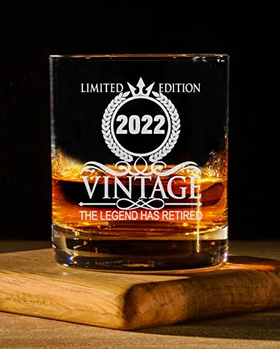 CARVELITA The Legend Has Retired 2022 Limited Editions 11oz Whiskey Glass - Funny Retirement Gifts For Men - Retired Gifts For Women - Happy Retirement Gifts - Retirement Party Decorations For Men