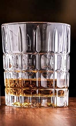 Czech Crystal Glass Set of 6 Whiskey Glasses 10oz./300ml. ''Diplomat'' Elegant Design Old Fashioned Style Heavy Base Scotch Bourbon Juice Water Gift Birthday Wedding Housewarming Anniversary