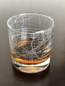 rocks whiskey old fashioned 11oz glass urban city map fort worth texas