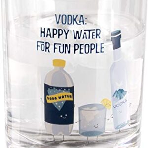 Pavilion Gift Company Vodka: Happy Water For Fun People-11 o 11 oz Rocks Glass, Blue