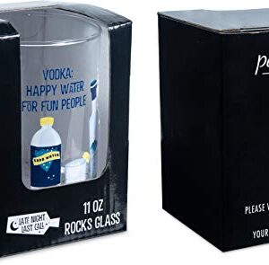 Pavilion Gift Company Vodka: Happy Water For Fun People-11 o 11 oz Rocks Glass, Blue