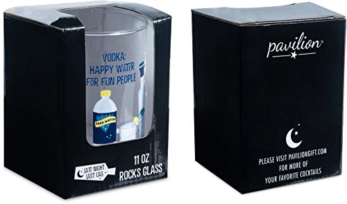 Pavilion Gift Company Vodka: Happy Water For Fun People-11 o 11 oz Rocks Glass, Blue