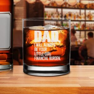 NeeNoNex Dad I'll Always Be Your Little Girl Financial Burden Whiskey Glass - Funny Birthday Fathers Day Gift for Dad